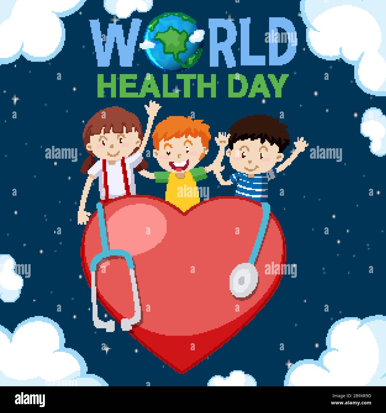 Poster design for world health day with happy kids in background ...