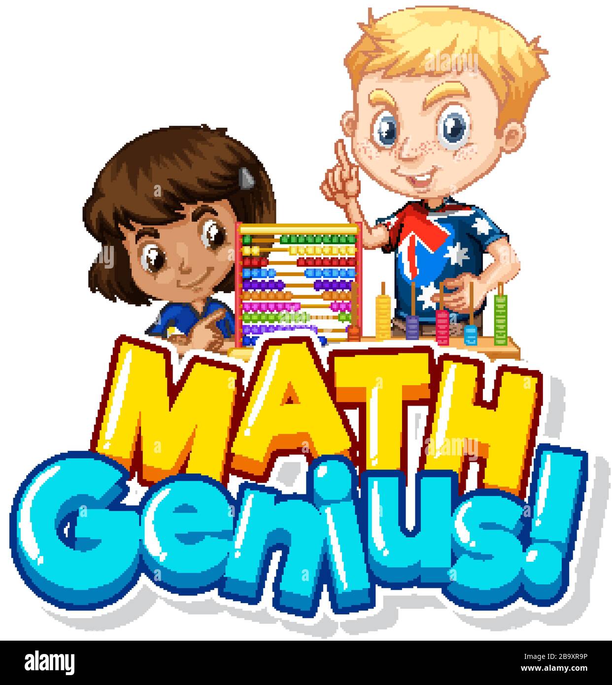 Font design for math genius with two children counting illustration ...