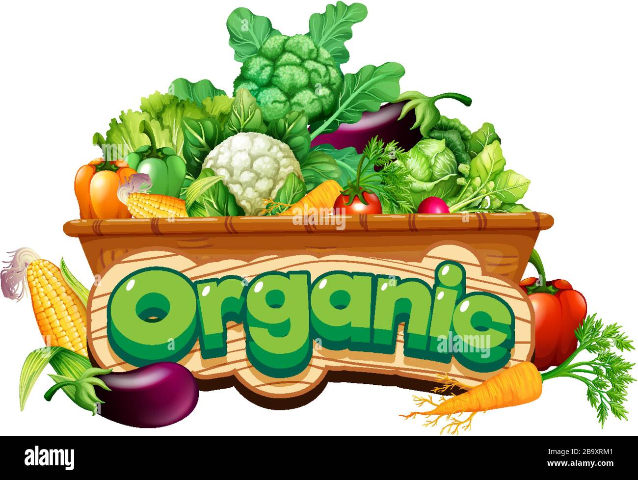 Font design for word organic with many fresh vegetables illustration ...