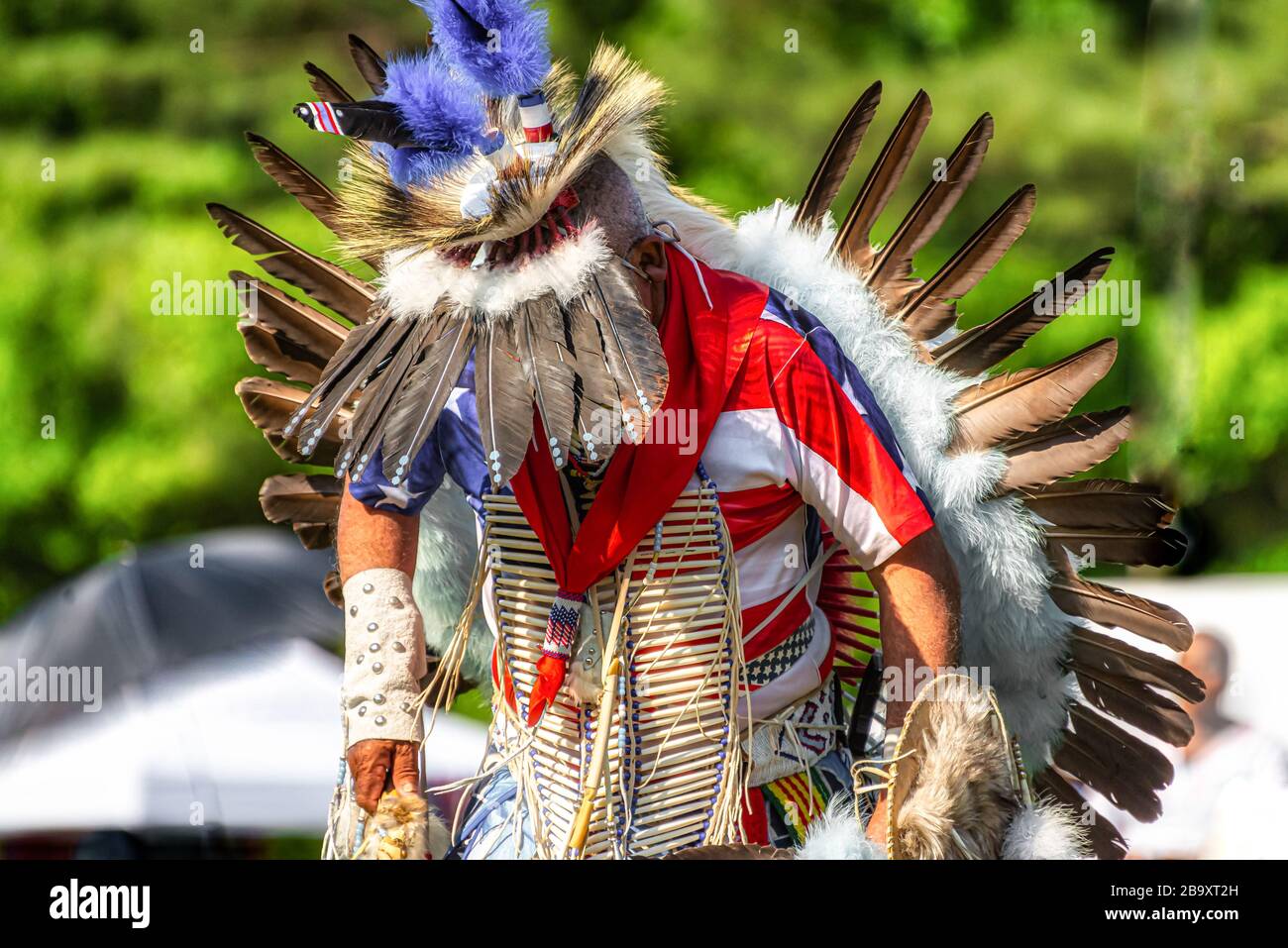 Closeup shot of a person in a colorful traditional Indian-American ...