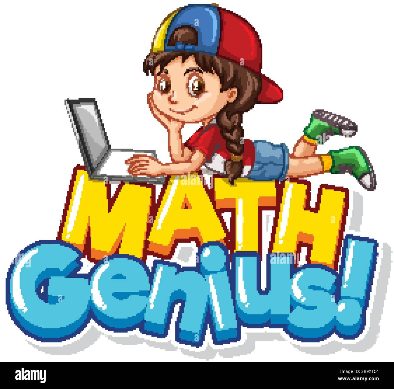 Font design for word math genius girl working on computer illustration ...
