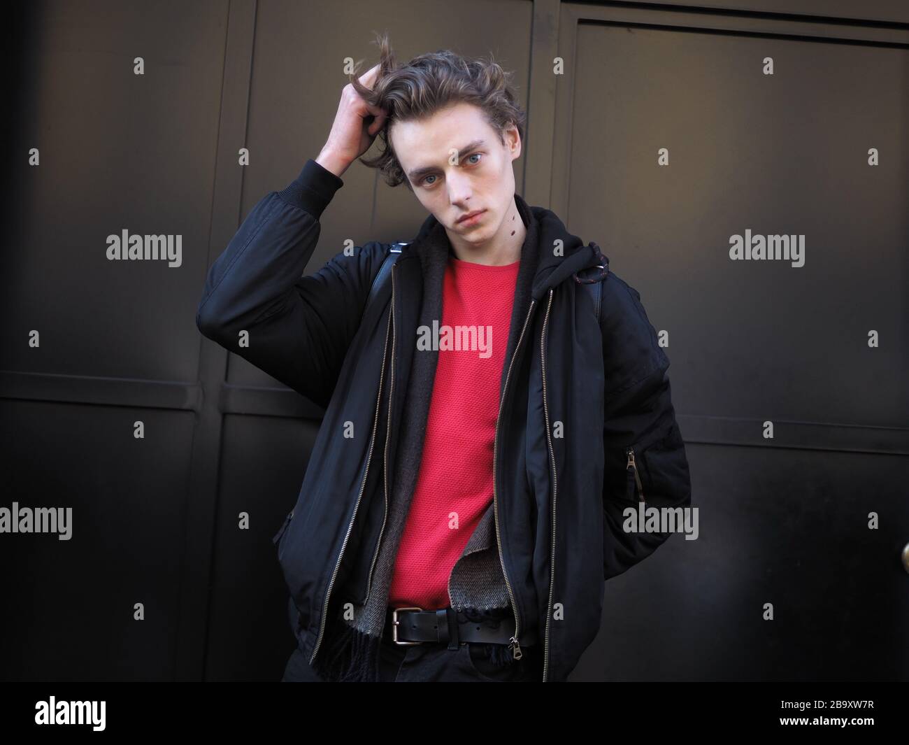 Milan, Italy, 12 January 2020: Model posing for photographers after ...