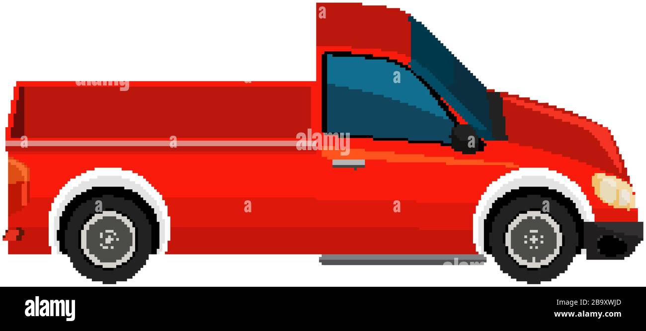 One red pick-up truck on white background illustration Stock Vector ...