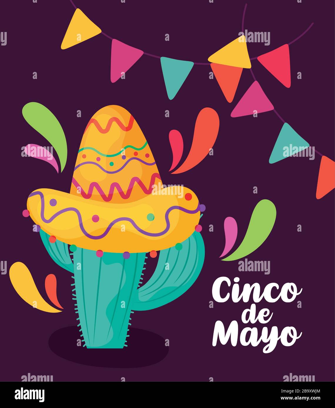 label cinco de mayo with desert cactus vector illustration design Stock ...