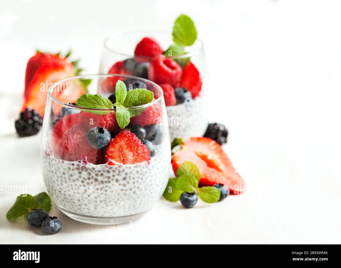 Chia seed pudding with berries Stock Photo - Alamy