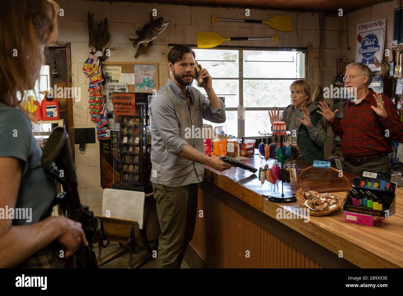 THE HUNT, from left: Kate Nowlin (far left), Ike Barinholtz, Amy ...