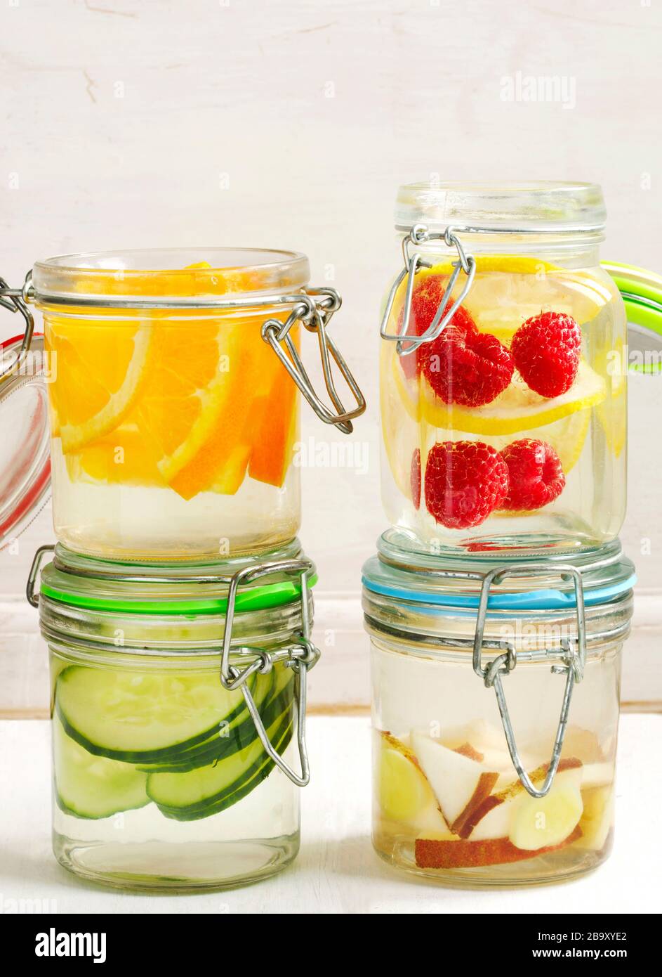 Healthy Spa Water with Fruit and vegetable. Cucumber spa water, pear ...