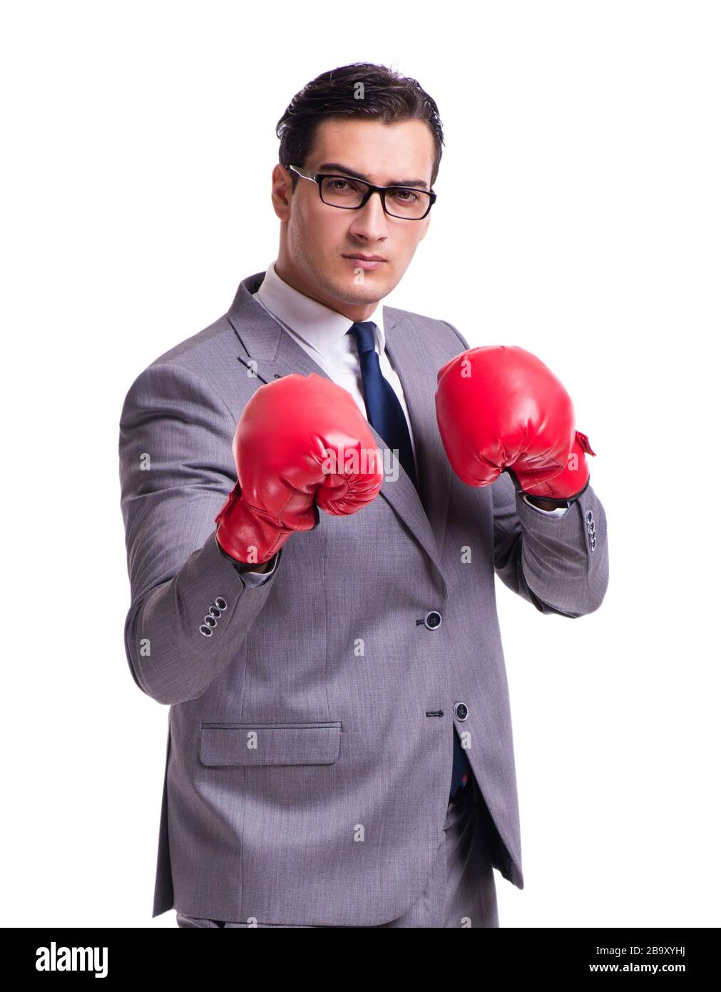 The businessman boxing isolated on the white background Stock Photo - Alamy