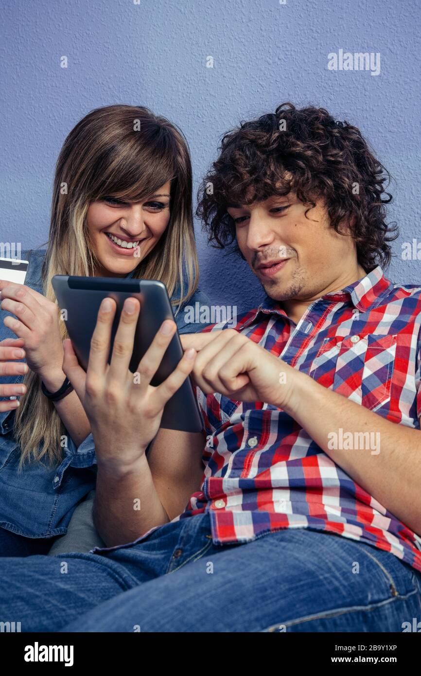 Young couple making love bed hi-res stock photography and images - Alamy