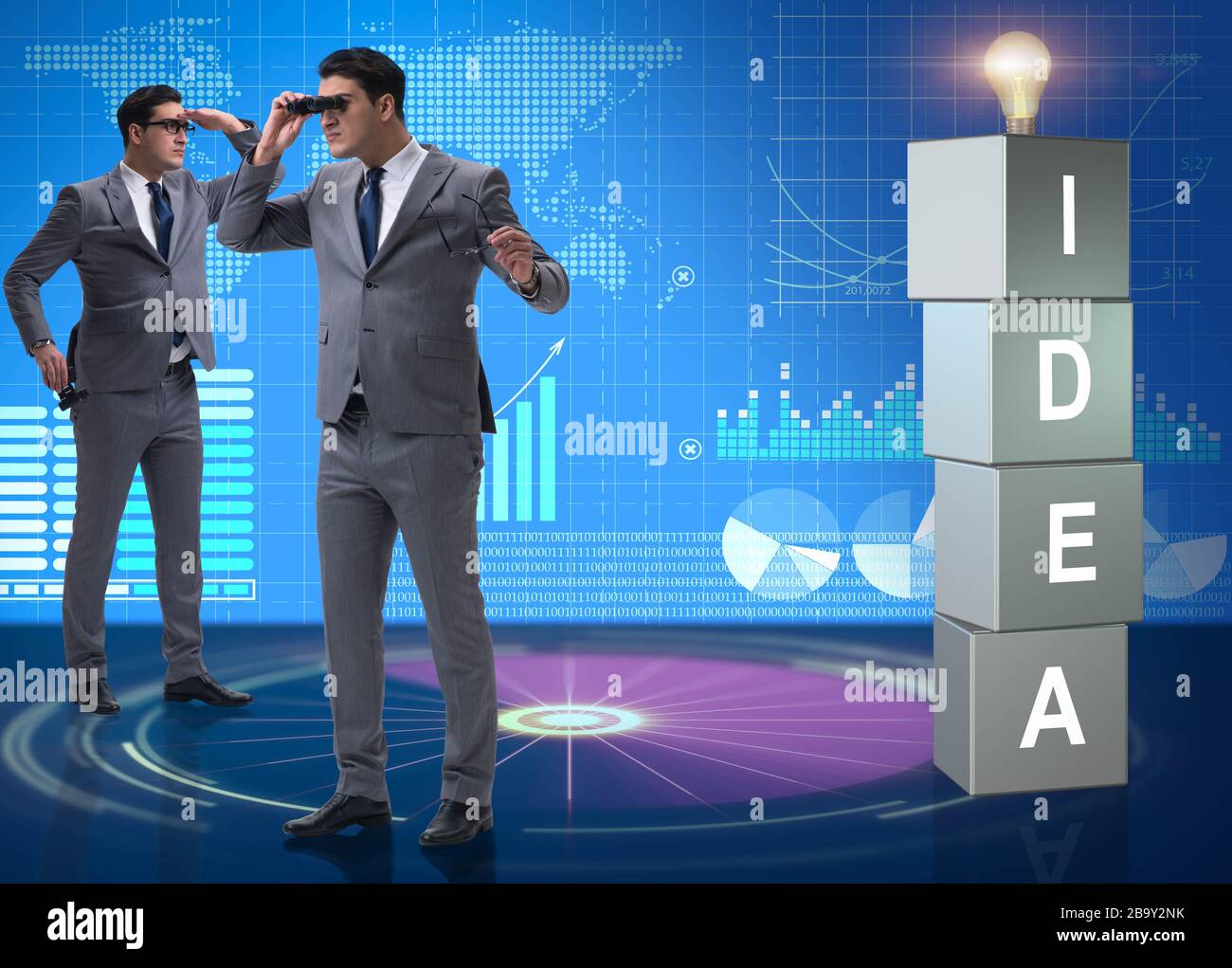 The businessman looking for bright ideas Stock Photo - Alamy