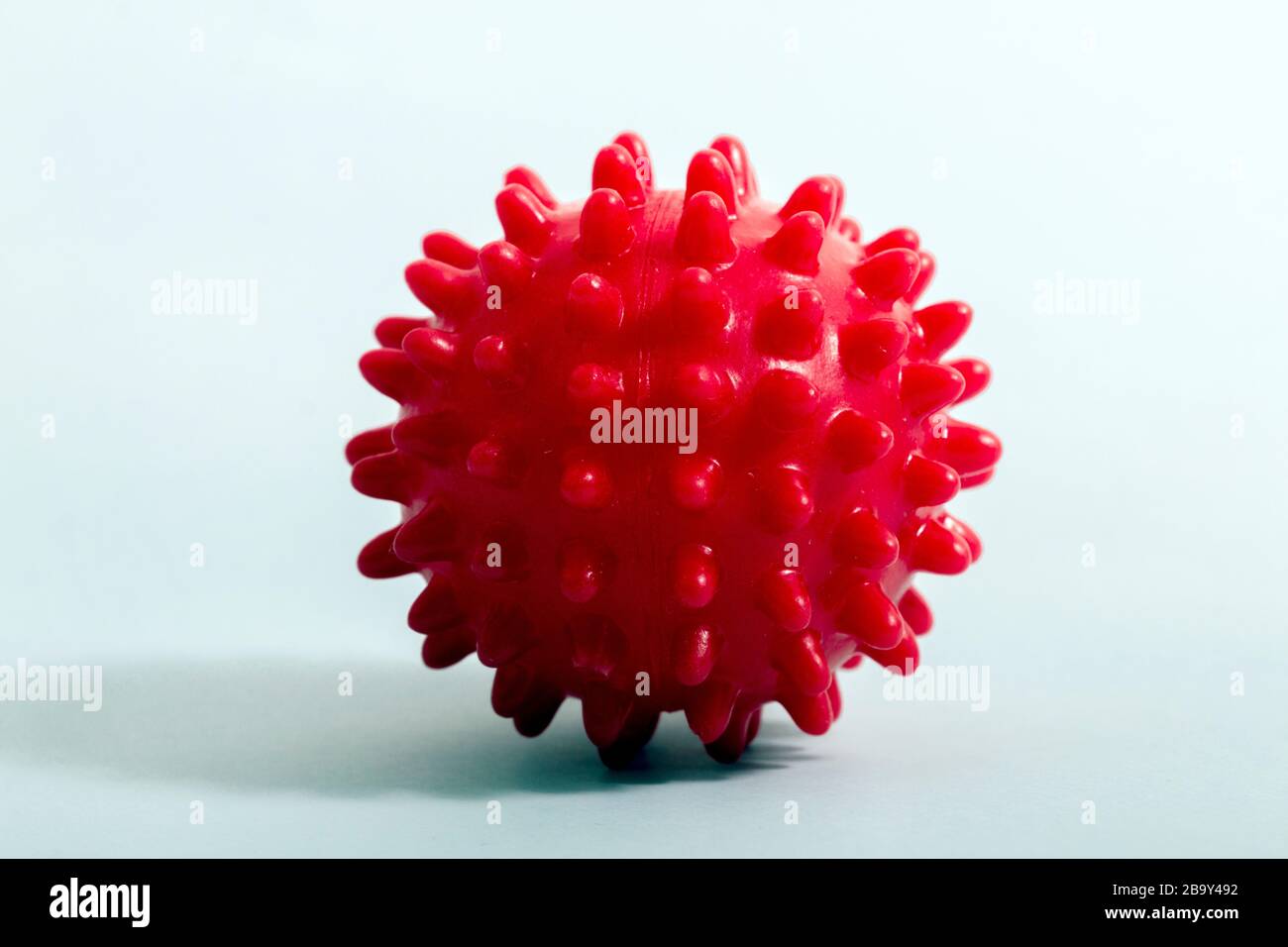 Red ball dog's toy for gnawing isolated on a light blue background ...