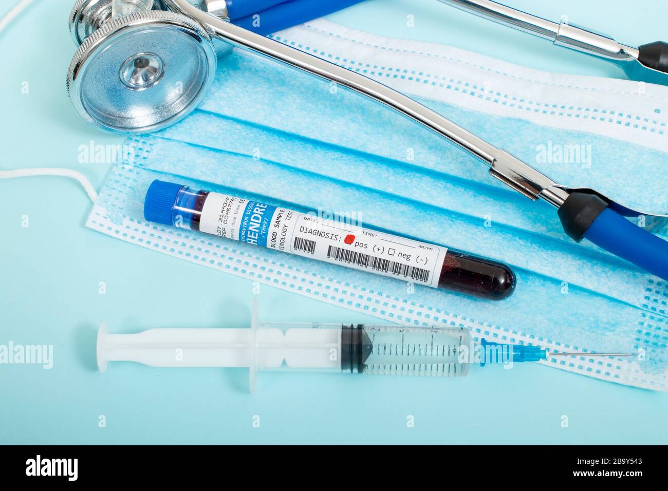 Fictional Blood samples with infected hendre virus, with stethoscope ...
