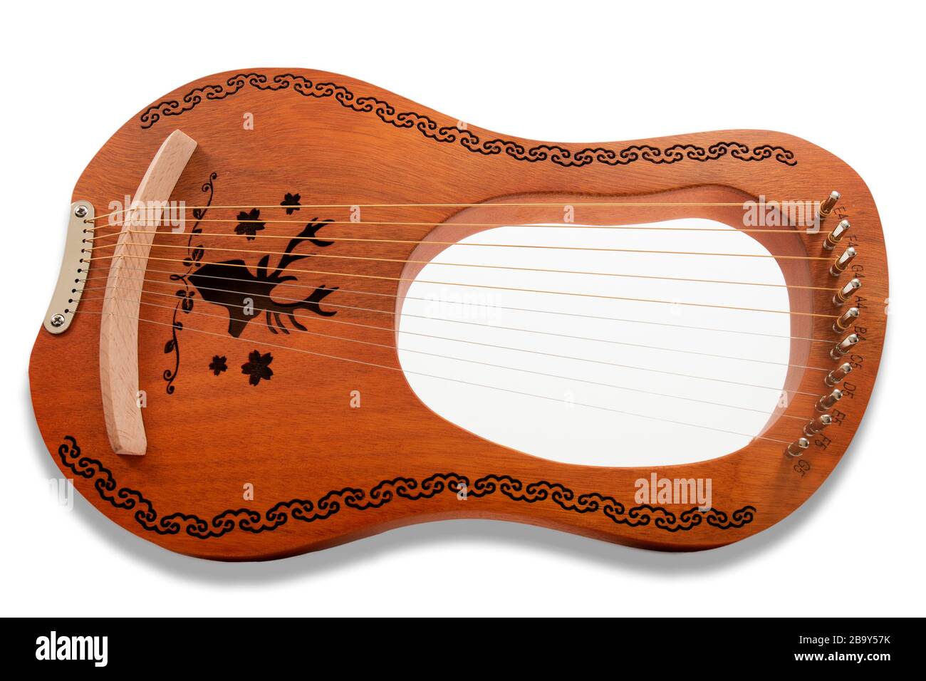 stringed lyre musical instrument isolated on a white background Stock ...