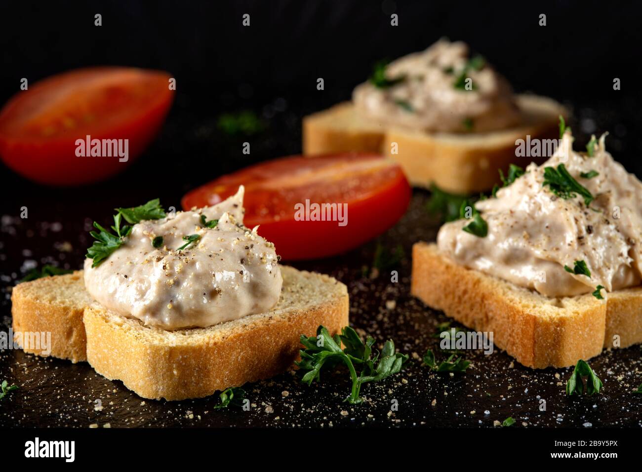 Slices bread fish spread hi-res stock photography and images - Alamy