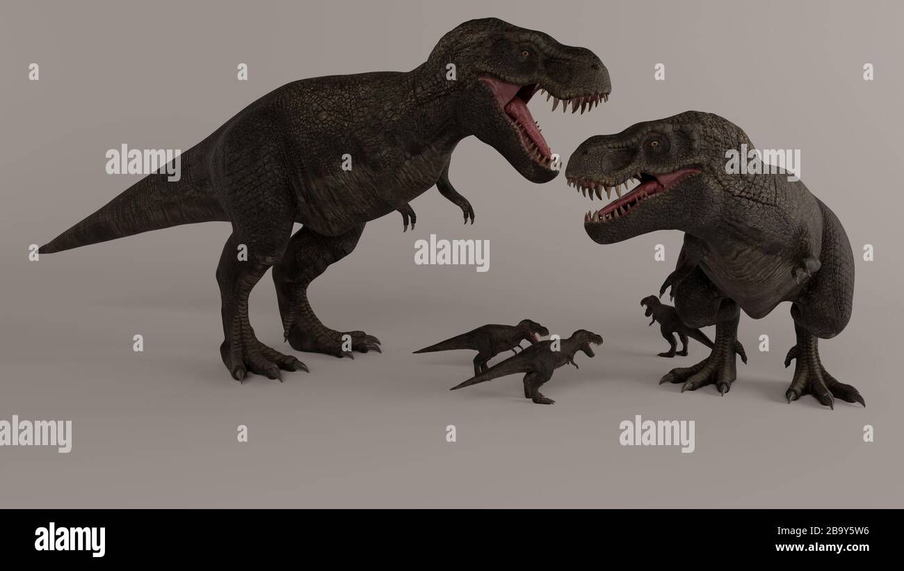 3D rendering of Dinosaur Family , isolated on white background ...