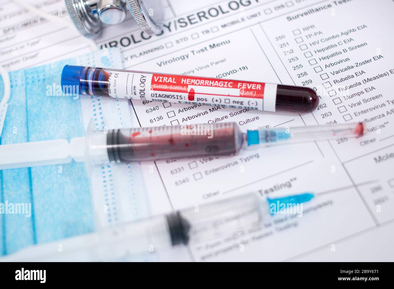 Fictional Blood samples with infected viral hemorrhagic fever virus ...