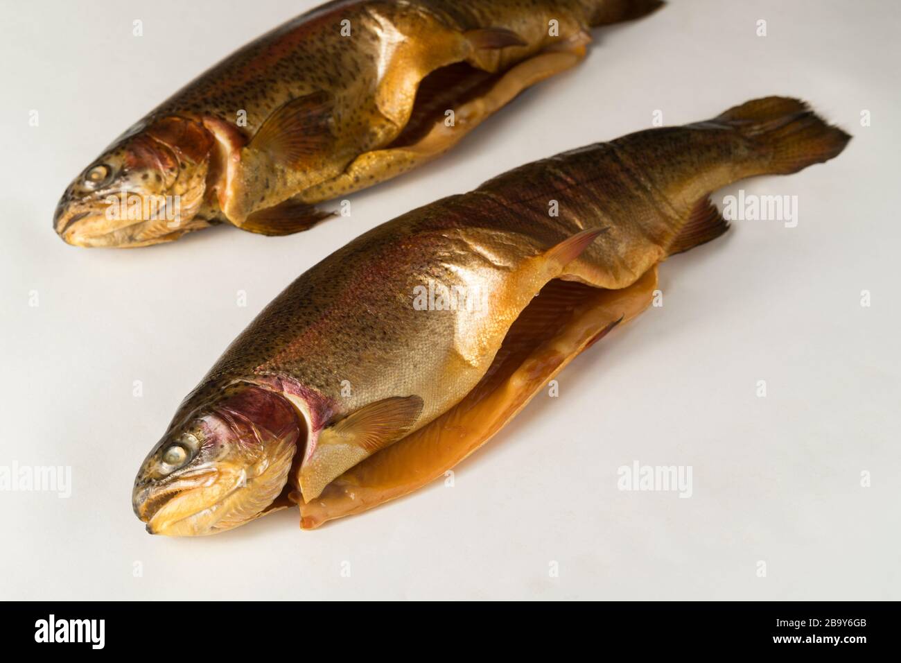 Cold smoked fish. River trout, rainbow, golden, lake, Karelian cold ...