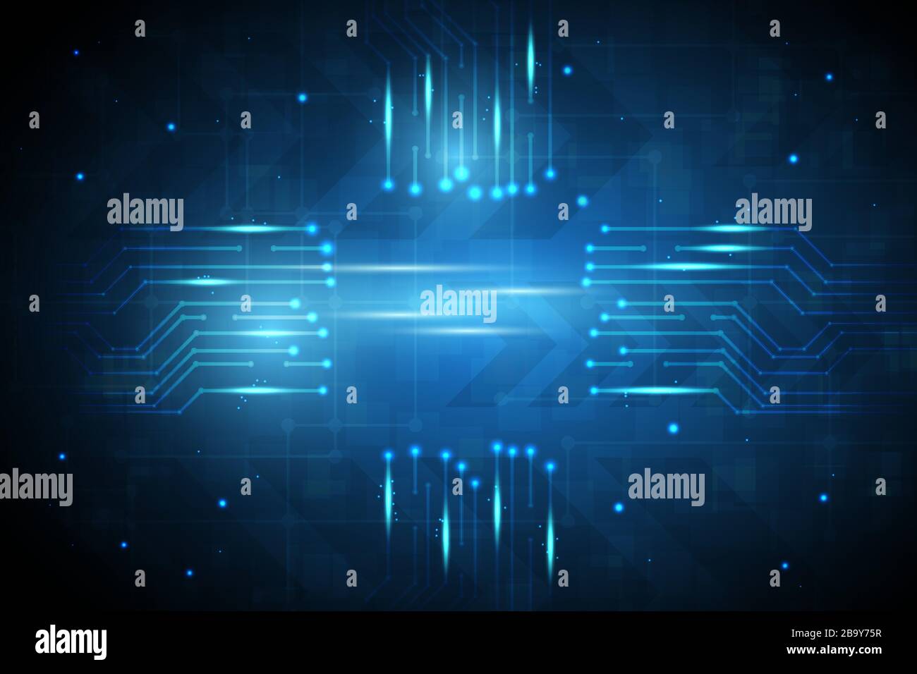 Abstract technology background with glowing circuit and sparkle effect ...