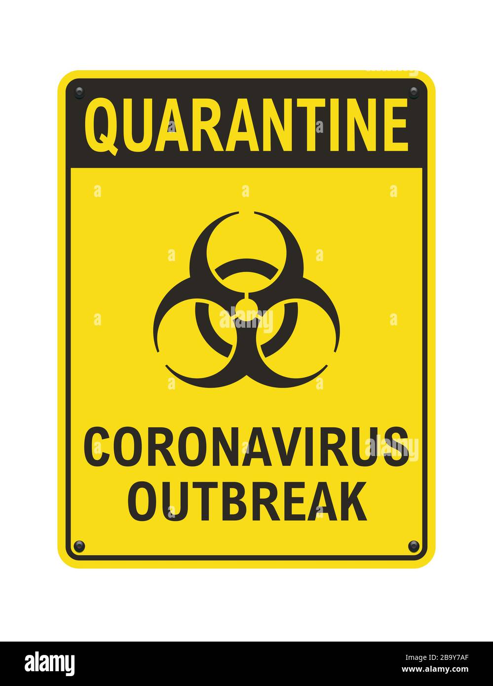 Vector illustration of the Quarantine Coronavirus Outbreak yellow sign ...