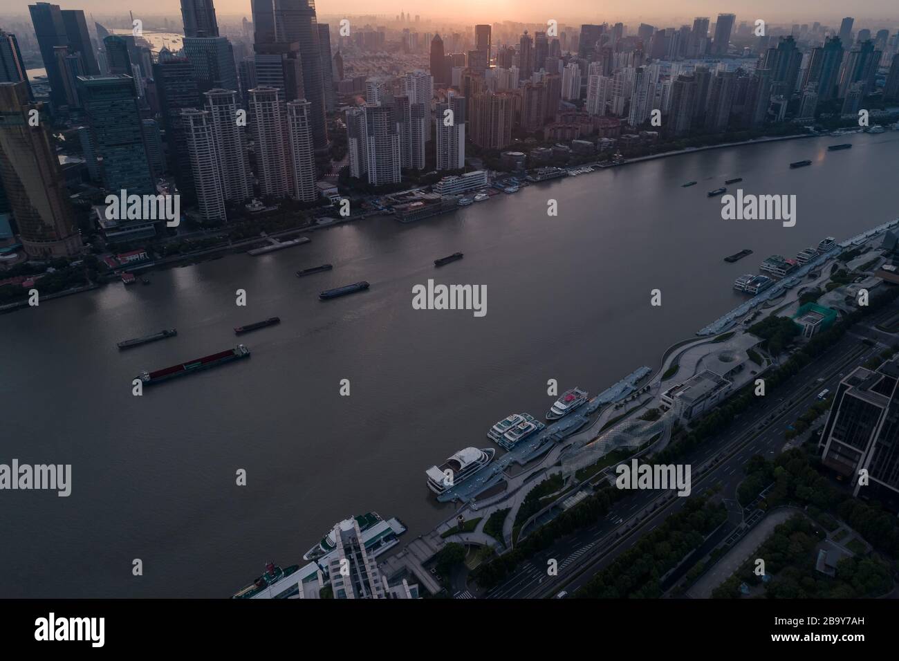 aerial view of Lujiazui, Shanghai city, at dawn Stock Photo - Alamy