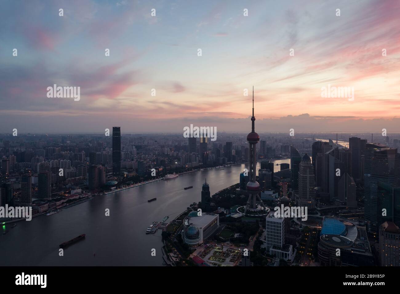 aerial view of Lujiazui, Shanghai city, at dawn Stock Photo - Alamy