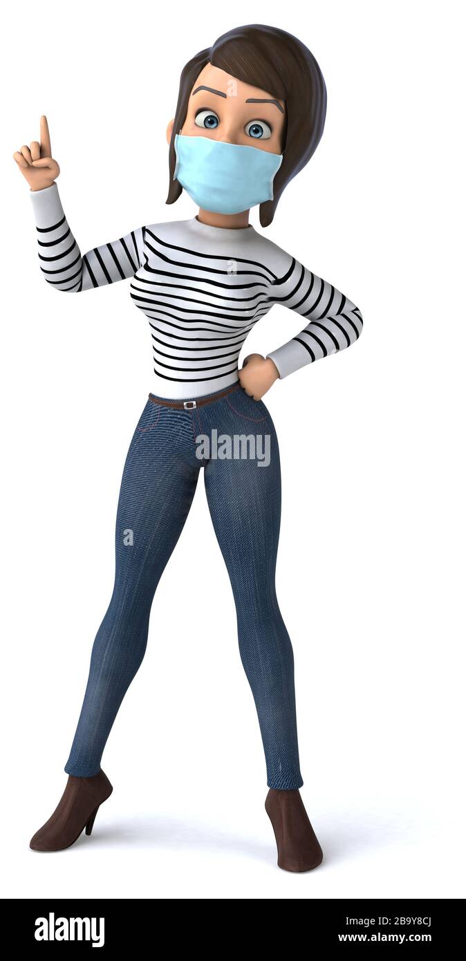 3D Illustration of a cartoon woman with a mask Stock Photo - Alamy