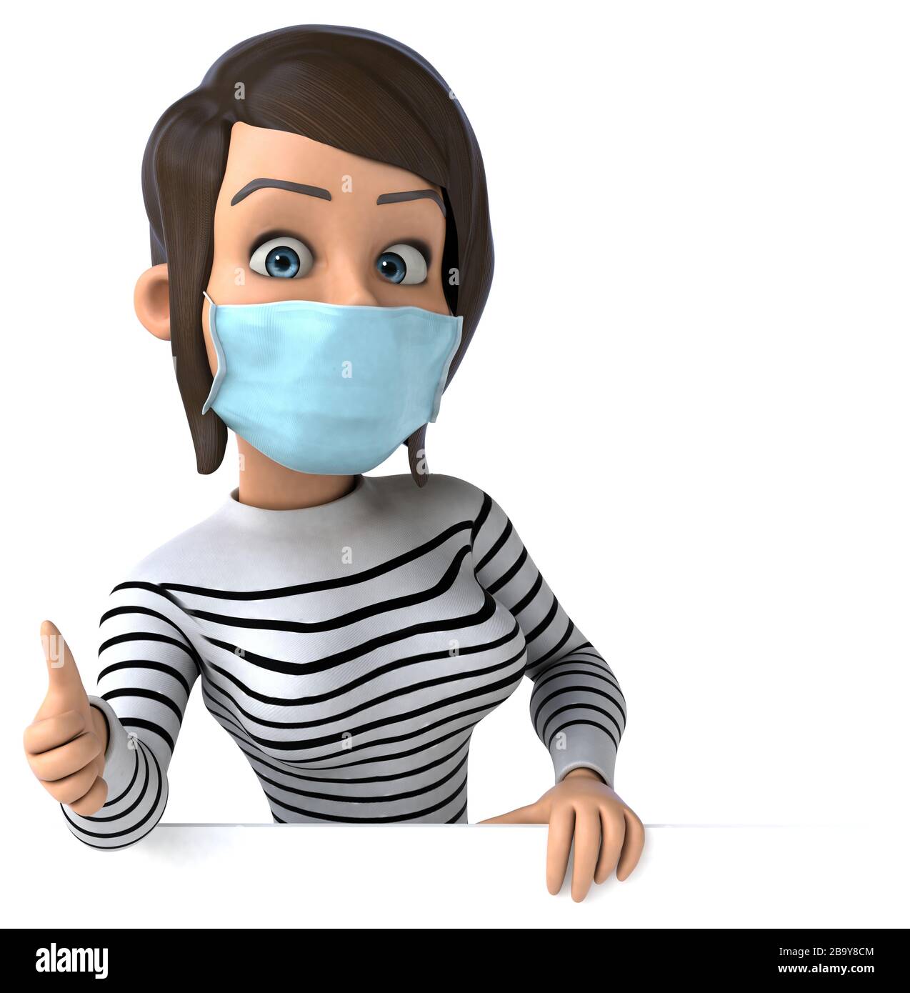 3D Illustration of a cartoon woman with a mask Stock Photo - Alamy