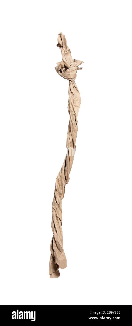 Improvised paper rope with knot on the one end. Concept the chance to ...