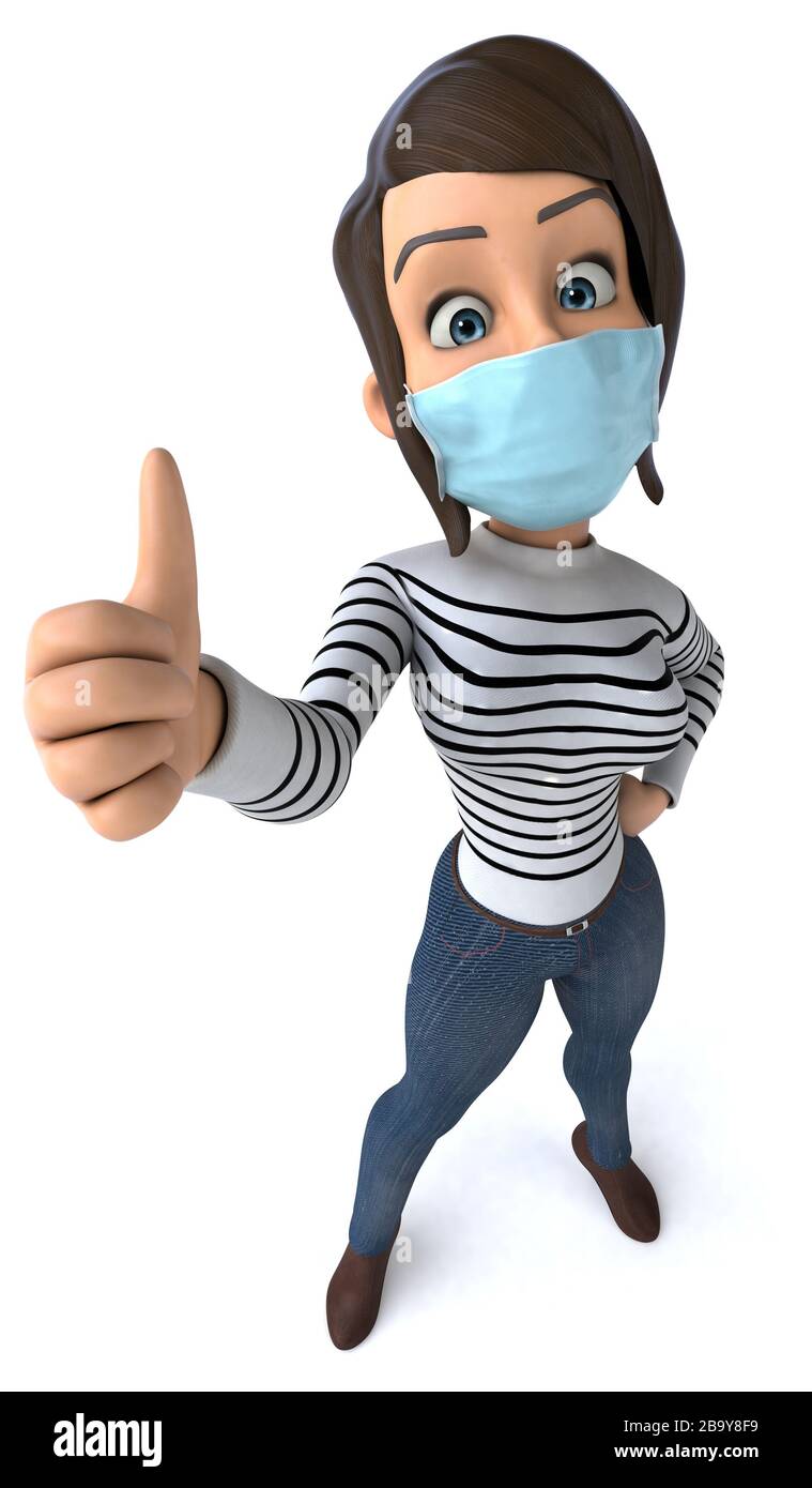 3D Illustration of a cartoon woman with a mask Stock Photo - Alamy