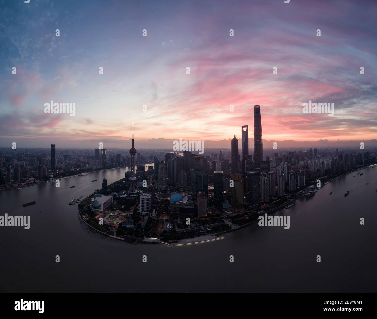 aerial view of Lujiazui, Shanghai city, at dawn Stock Photo - Alamy