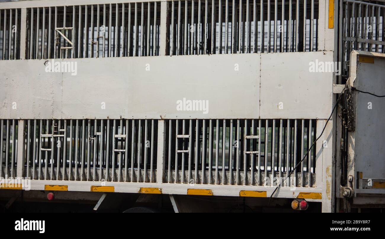 Close up Animal cage container truck Stock Photo - Alamy