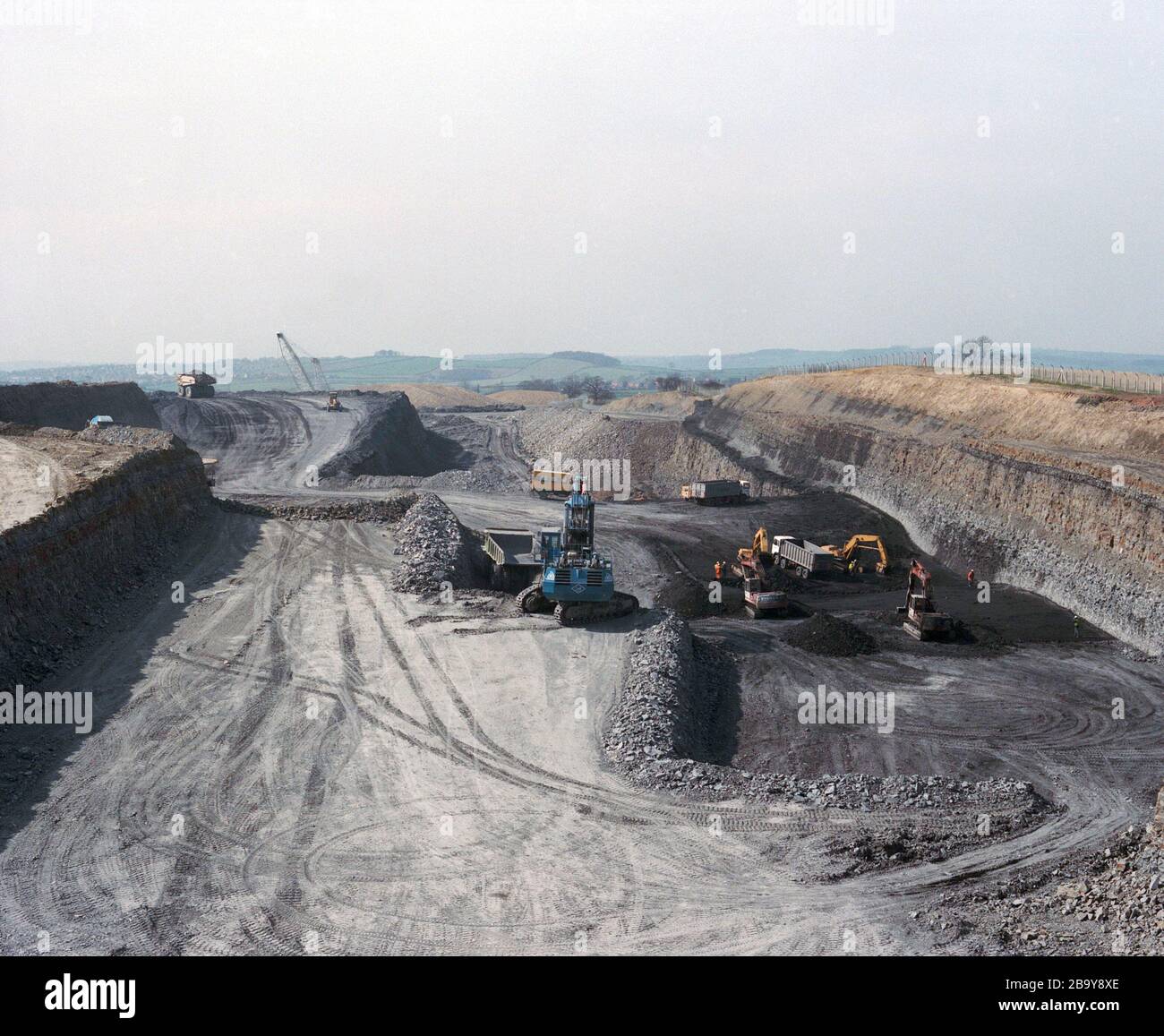 Opencast mining site in Derbyshire, in 1991, East Midlands, UK Stock ...