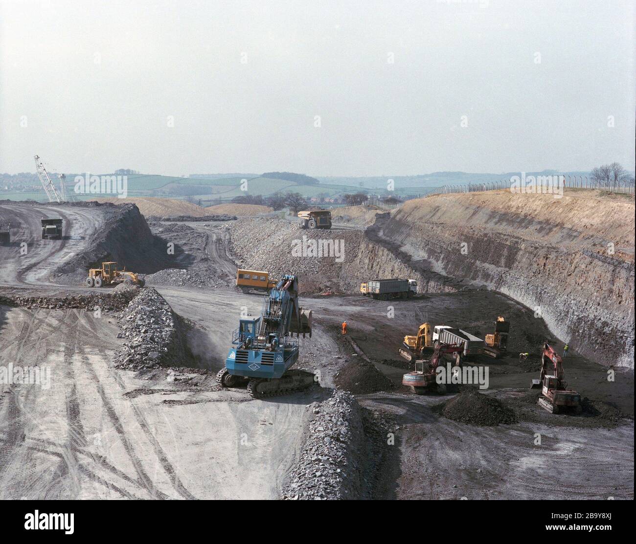 Opencast mining site in Derbyshire, in 1991, East Midlands, UK Stock ...