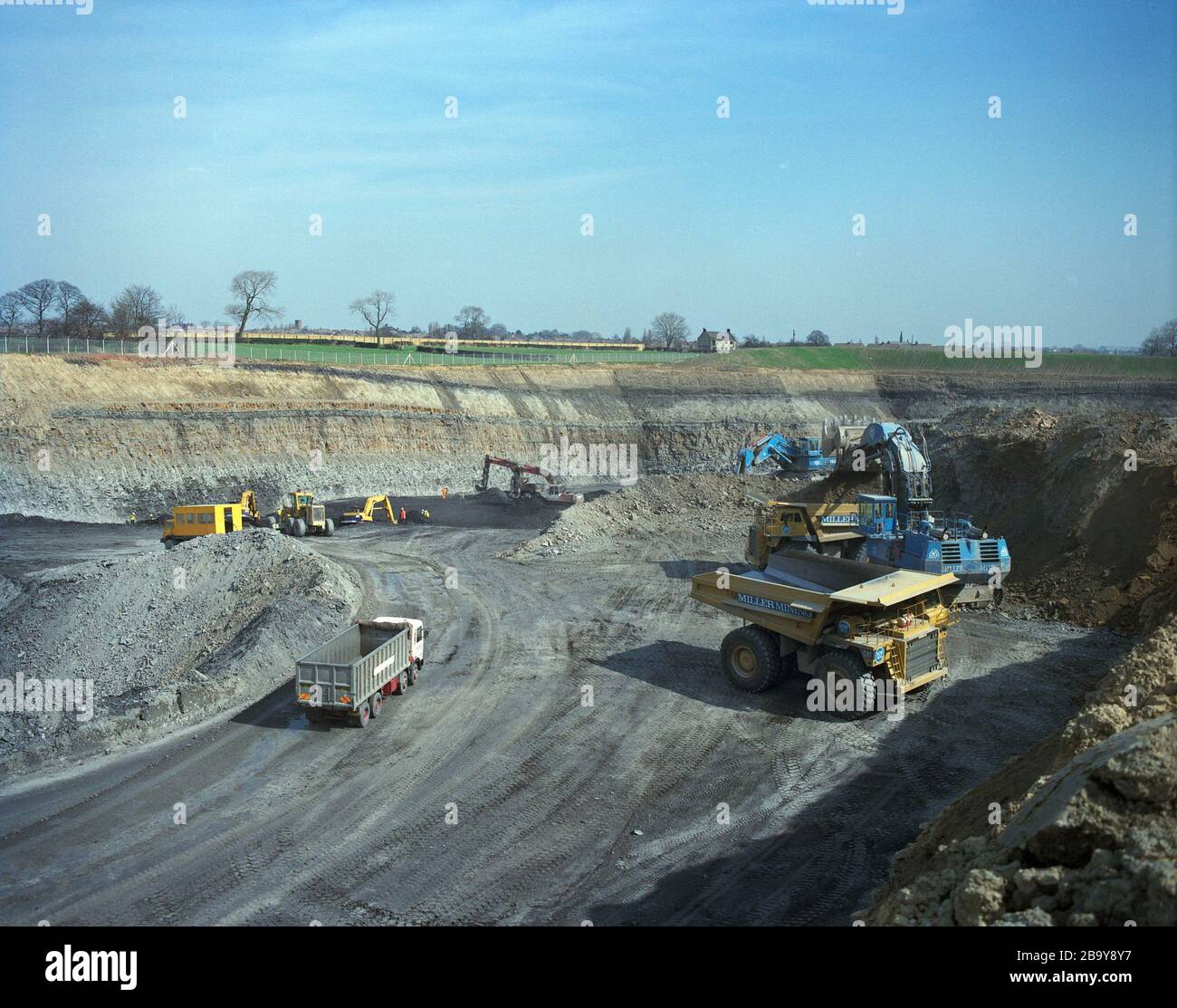 Opencast mining site in Derbyshire, in 1991, East Midlands, UK Stock ...