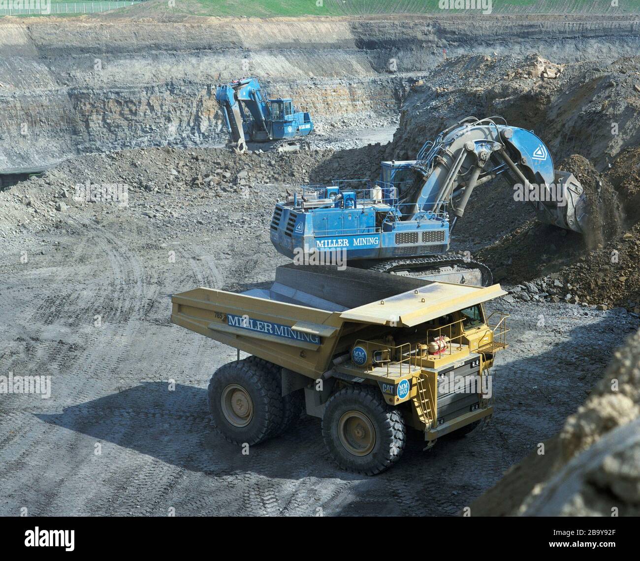 Opencast mining site in Derbyshire, in 1991, East Midlands, UK Stock ...