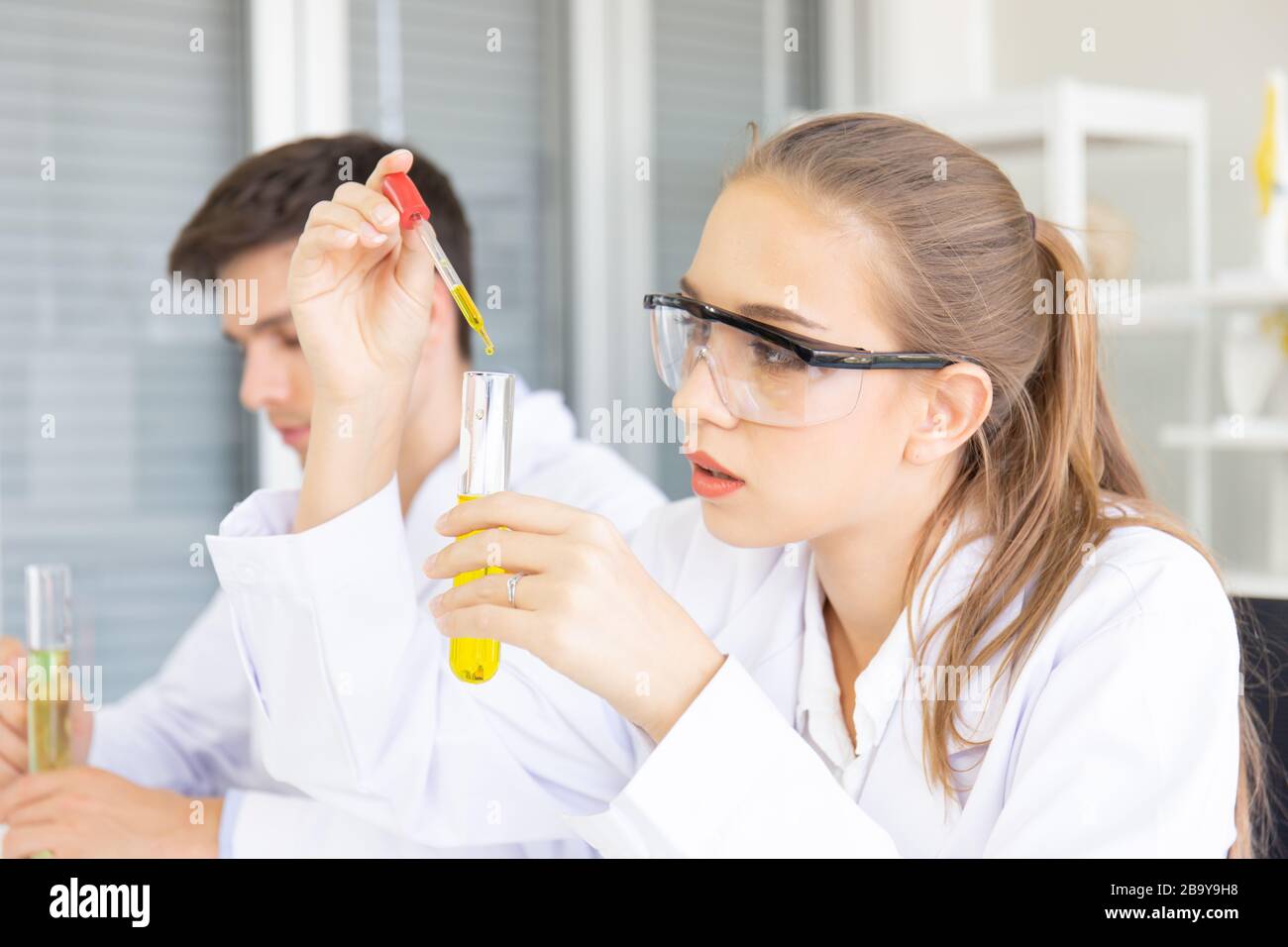Laboratory research Team work, people, scientists analyze data, study ...