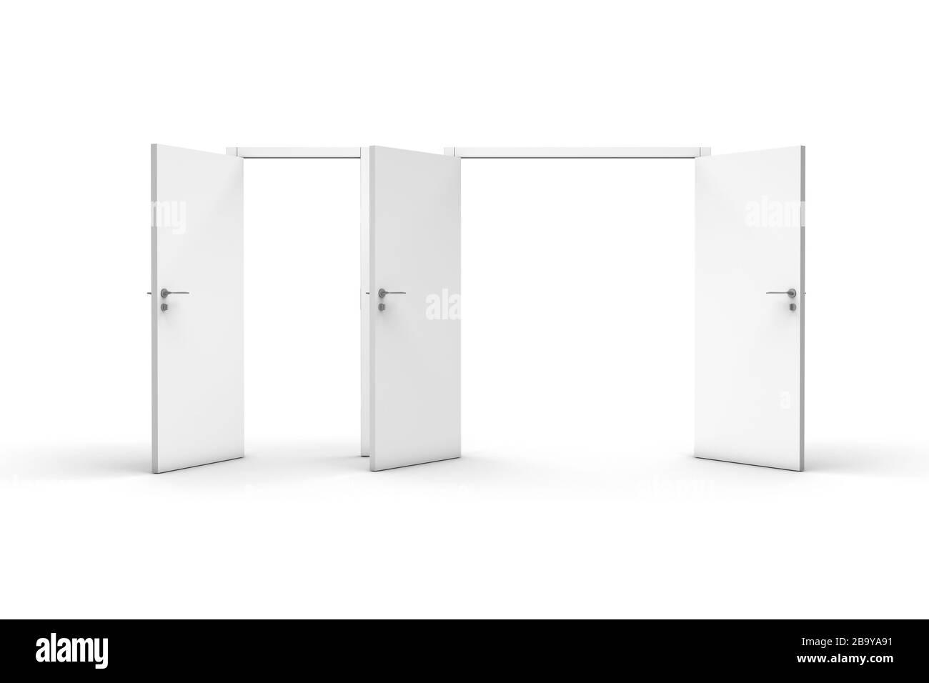 3d rendering, room concept, front perspective view of open door ...