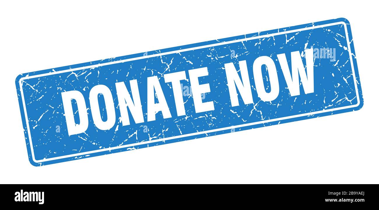 donate now stamp. donate now vintage blue label. Sign Stock Vector ...