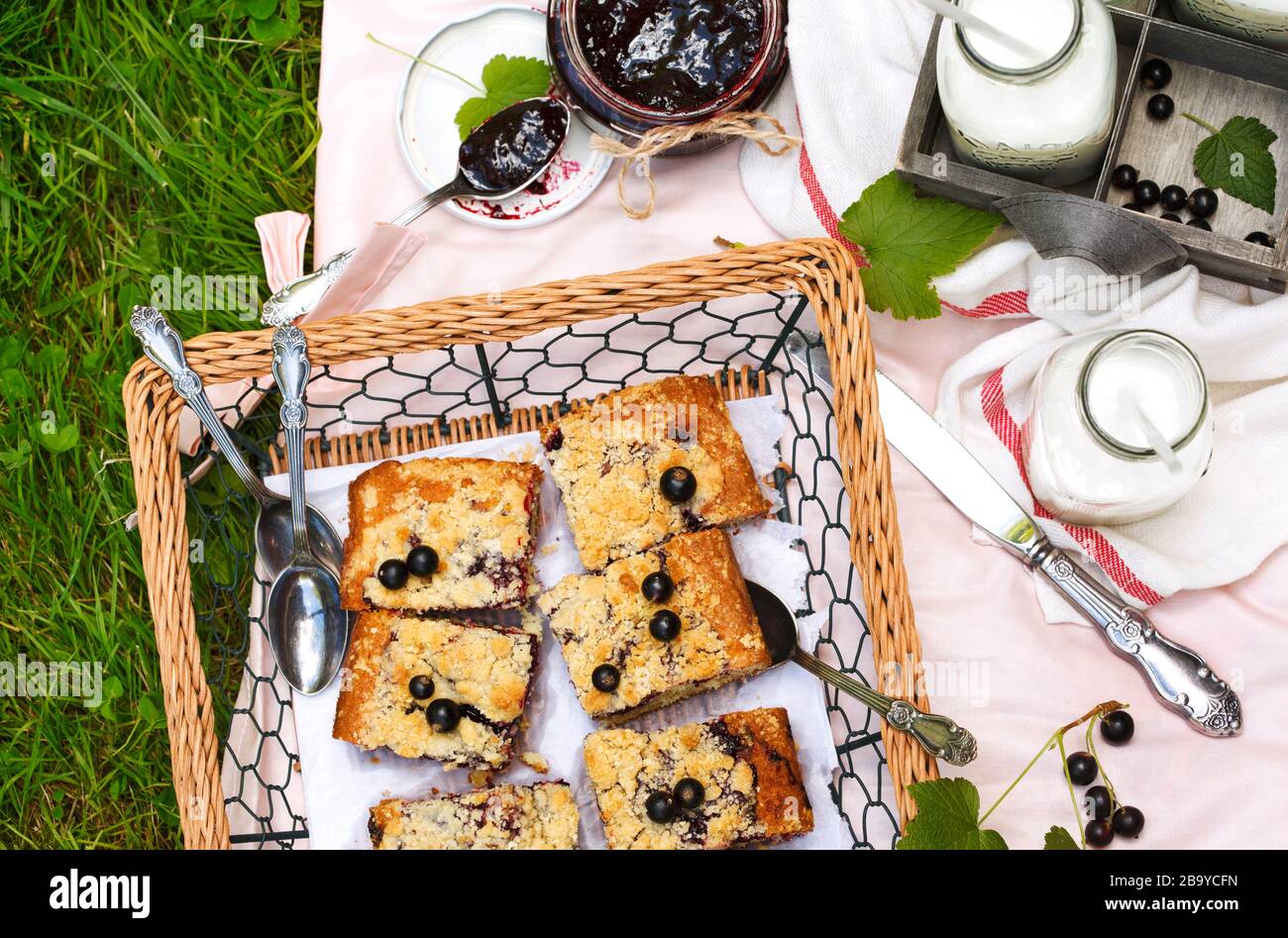 Blackcurrant and hazelnut crumble cake Stock Photo - Alamy