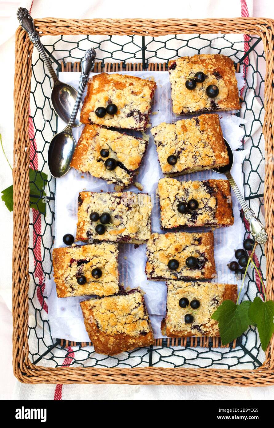 Blackcurrant and hazelnut crumble cake Stock Photo - Alamy