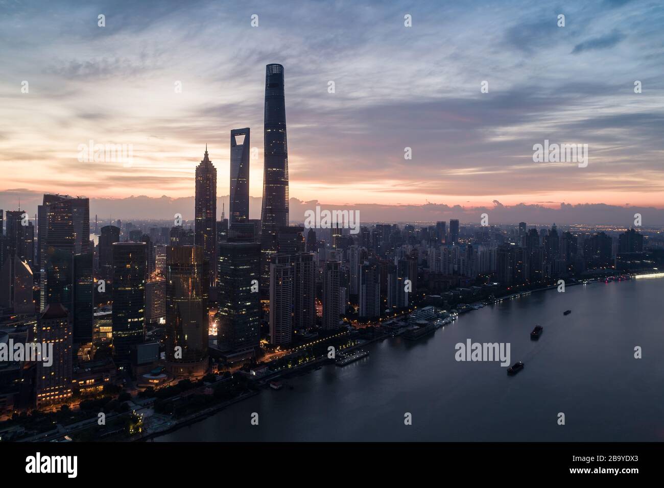 aerial view of Lujiazui, Shanghai city, at dawn Stock Photo - Alamy