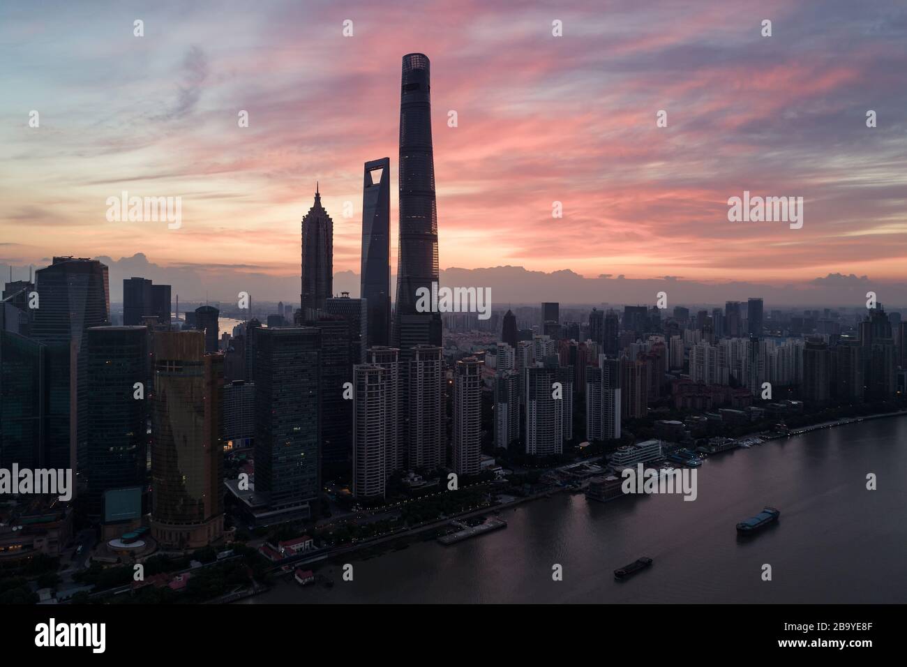aerial view of Lujiazui, Shanghai city, at dawn Stock Photo - Alamy