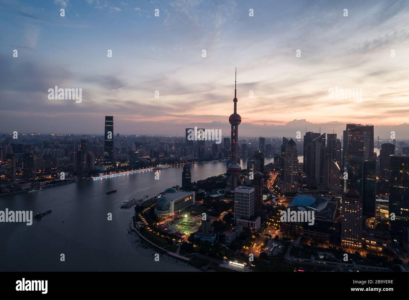 aerial view of Lujiazui, Shanghai city, at dawn Stock Photo - Alamy
