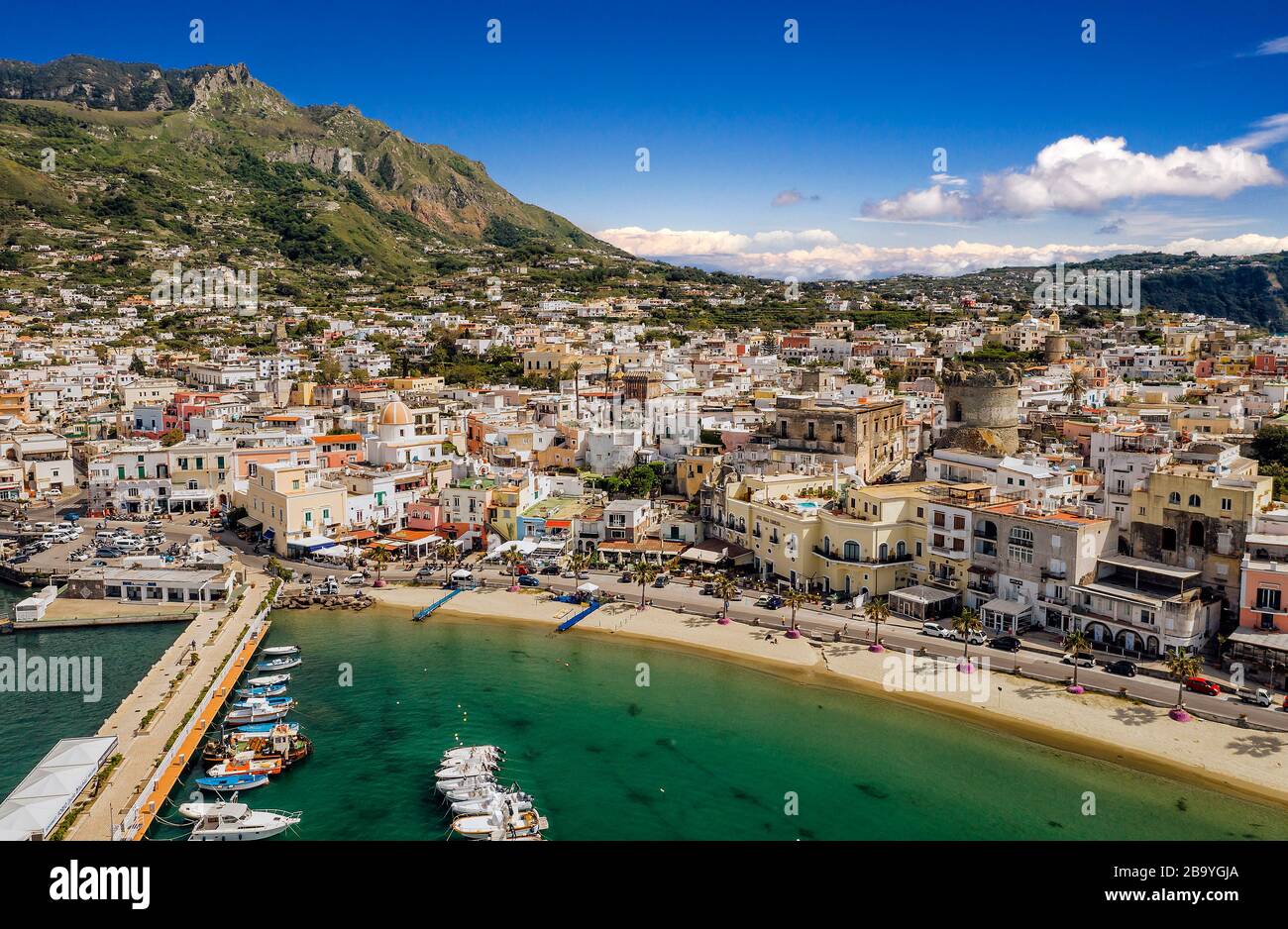 Aerial view, Forio port, Ischia Island, Campania, Italy, Europ Stock ...