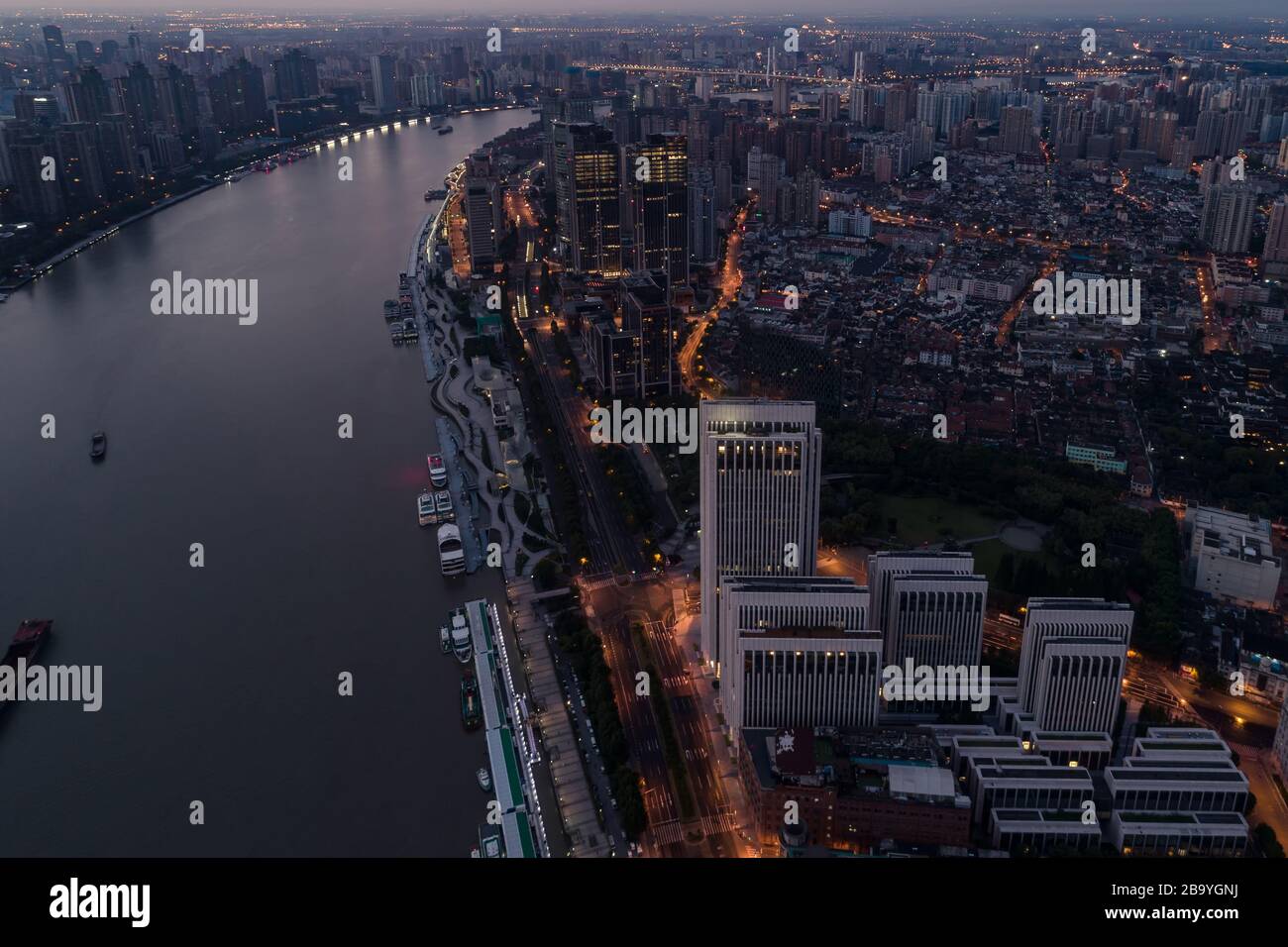 aerial view of Lujiazui, Shanghai city, at dawn Stock Photo - Alamy