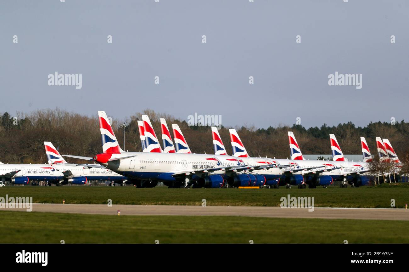 British Airways aircraft parked at Bournemouth airport where they are ...