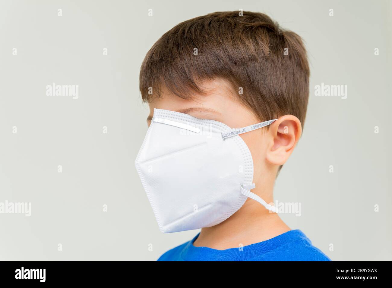 Caucasian boy with surgical mask covering his face. Face mask for ...