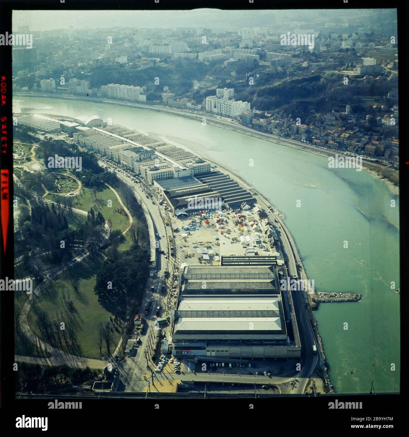 Archives 70ies: aerial view of Lyons Fair, 1971, Lyon, Rhone, France ...