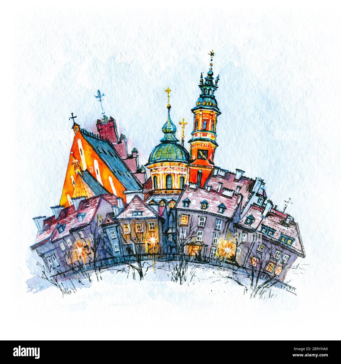 Winter old town skyline Cut Out Stock Images & Pictures - Alamy