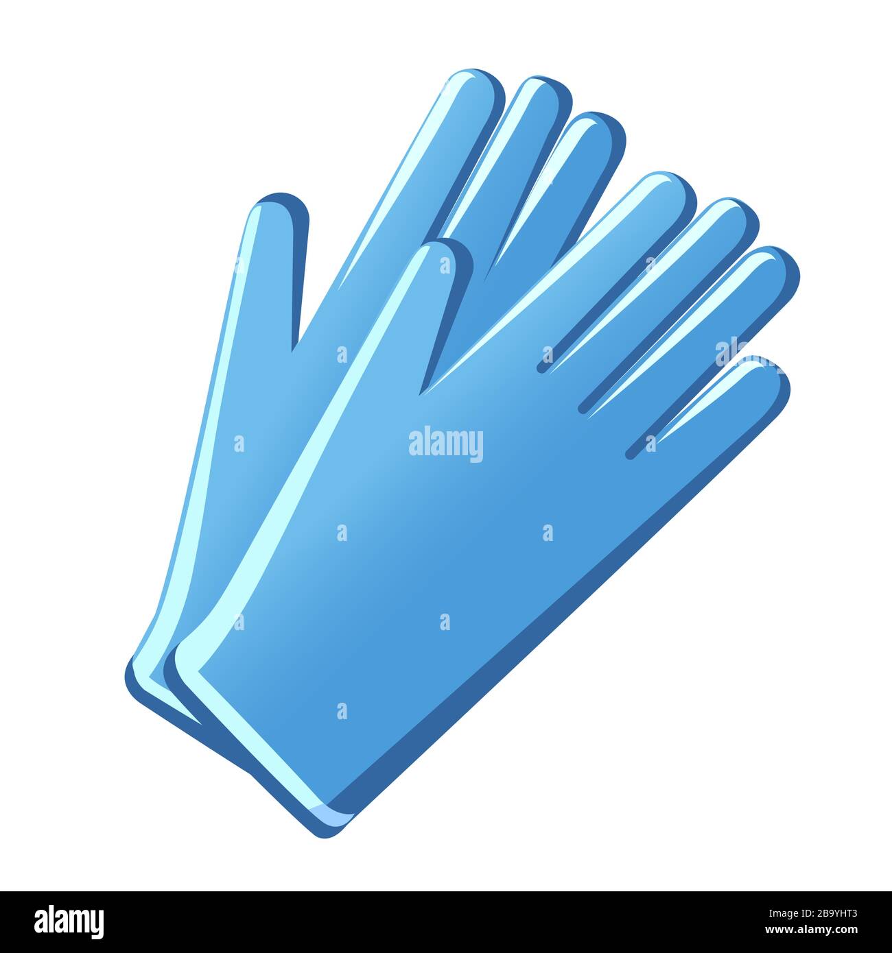 illustration of the blue rubber gloves on the white background Stock ...